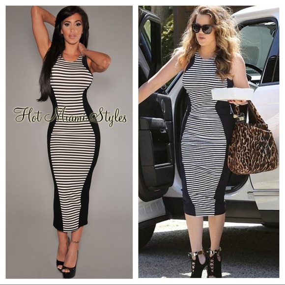Hot Miami Styles | Dresses | Hot Miami Styles Hourglass Striped Bodycon ...